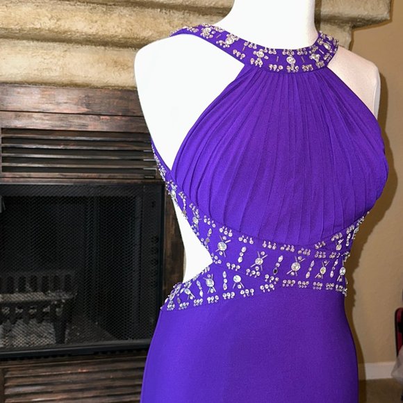 Morgan & Co. | Dresses | Purple Sequin Beaded Evening Long Gown 9 Nwt ...